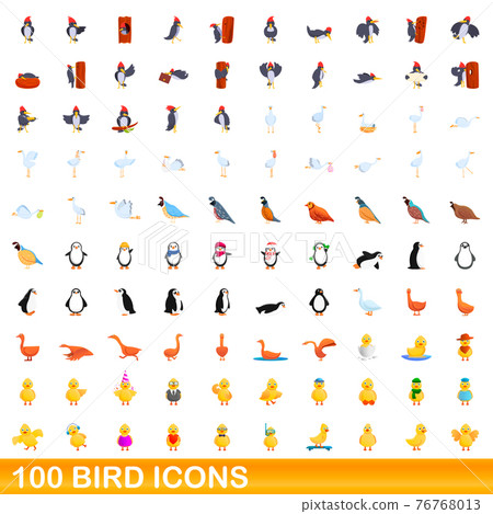100 bird icons set, cartoon style - Stock Illustration [76768013] - PIXTA