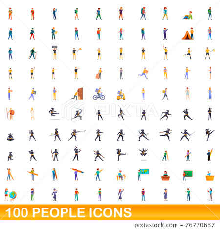 100 people icons set, cartoon style - Stock Illustration [76770637] - PIXTA