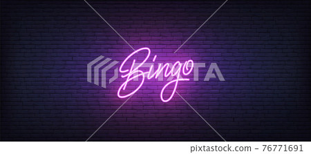 Bingo neon sign. Glowing neon lettering Bingo... - Stock Illustration ...