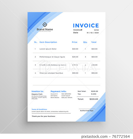 minimal blue invoice template design - Stock Illustration [76772564 ...