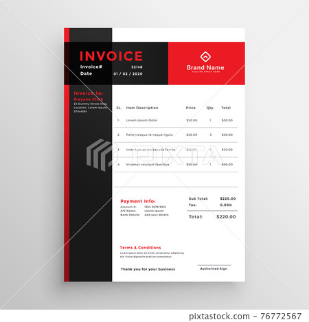 red invoice template design for your business - Stock Illustration ...