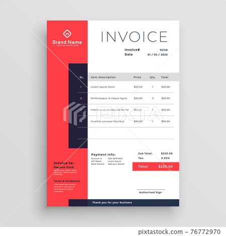 red business invoice template design - Stock Illustration [76772970 ...