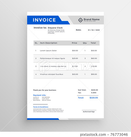 modern blue invoice template design - Stock Illustration [76773046] - PIXTA