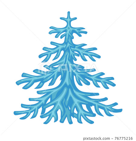 Cartoon blue snow fir tree holiday figurine - Stock Illustration ...