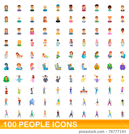 100 people icons set, cartoon style - Stock Illustration [76777193] - PIXTA