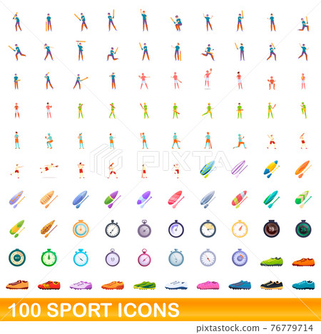 100 sport icons set, cartoon style - Stock Illustration [76779714] - PIXTA