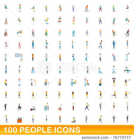 100 people icons set, cartoon style - Stock Illustration [76779737] - PIXTA