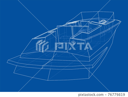 Modern boat with seats. Vector - Stock Illustration [76779819] - PIXTA