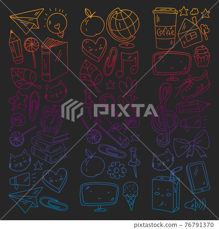 Vector pattern with school icons. E-learning,... - Stock Illustration ...