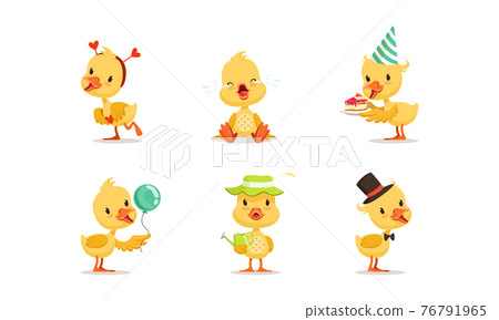 Cute Chicken Character Different Activities... - Stock Illustration ...