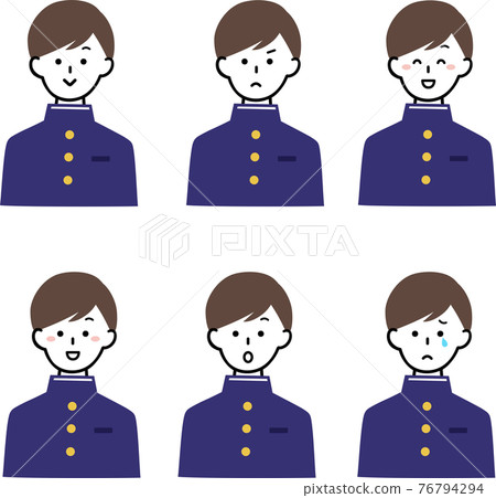 Male student upper body icon set by facial... - Stock Illustration ...