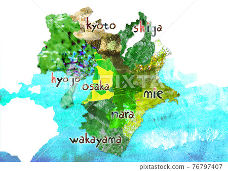 With map letters of Kinki region - Stock Illustration [76797407] - PIXTA