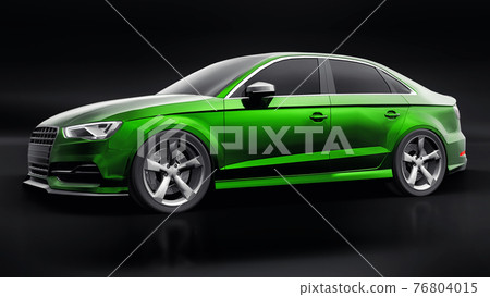 Super fast sports car color green metallic on a... - Stock Illustration ...