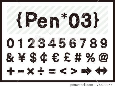 Handwritten letters on the pen Numbers,... - Stock Illustration ...