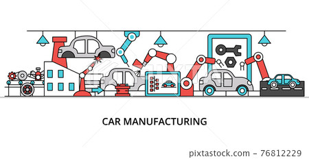 Car Manufacturing concept, flat line design... - Stock Illustration ...
