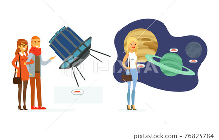 People Visiting Exhibition in Planetarium Set,...-插圖素材 [76825784] - PIXTA圖庫