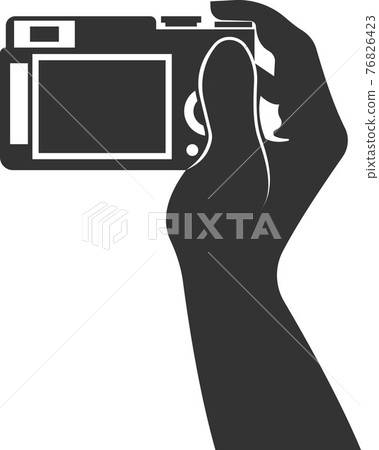 Flat camera icon in hand. Vector illustration. - Stock Illustration ...