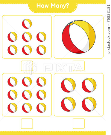 Counting game, how many Beach Ball. Educational... - Stock Illustration ...