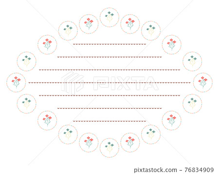 Red and blue flower letter frame Eastern... - Stock Illustration ...