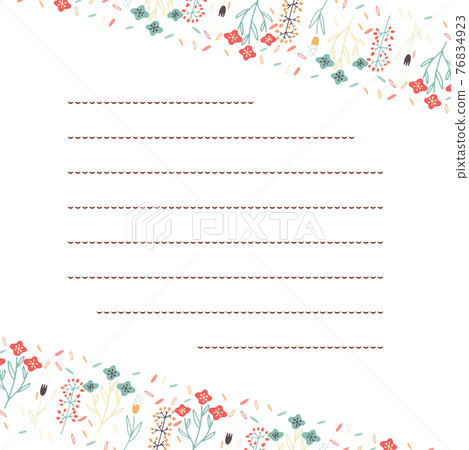 Red and blue flower letter frame Eastern... - Stock Illustration ...