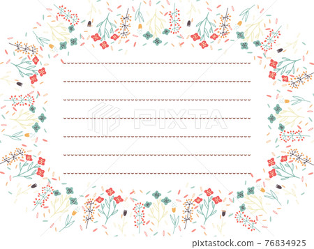 Red and blue flower letter frame Eastern... - Stock Illustration ...