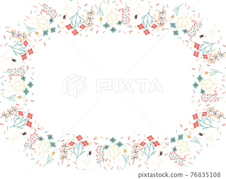Red and blue flower frame Eastern European style - Stock Illustration ...