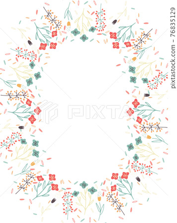 Red and blue flower frame Eastern European style - Stock Illustration ...