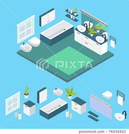 Isometric Bathroom Layout - Stock Illustration [76836882] - PIXTA