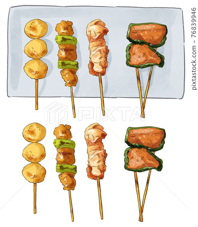 Watercolor yakitori illustration front - Stock Illustration [76839946 ...