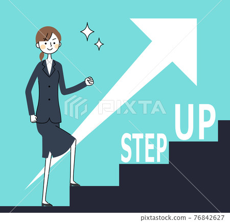 Business woman stepping up illustration material - Stock Illustration ...