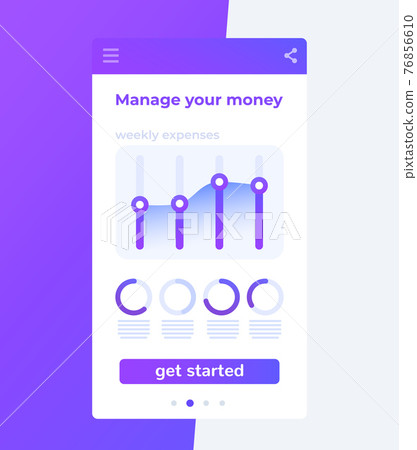 financial app, personal finances mobile ui design - Stock Illustration ...