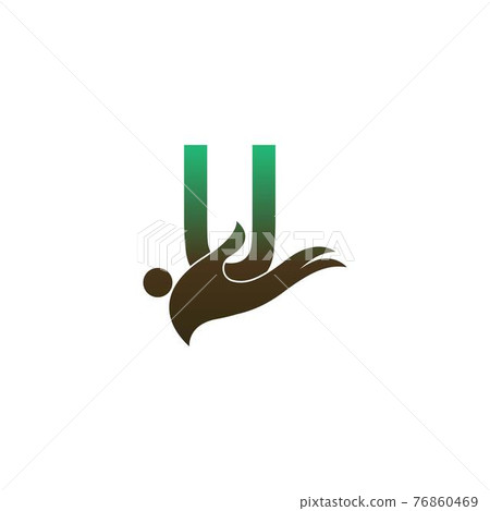 Letter U logo icon with people hand design... - Stock Illustration ...