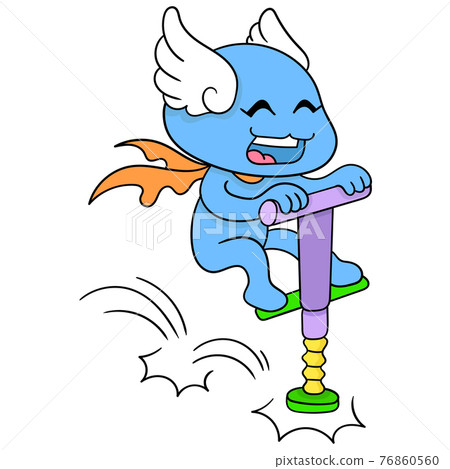 cute creatures are playing with the jump jump...-插圖素材 [76860560] - PIXTA圖庫
