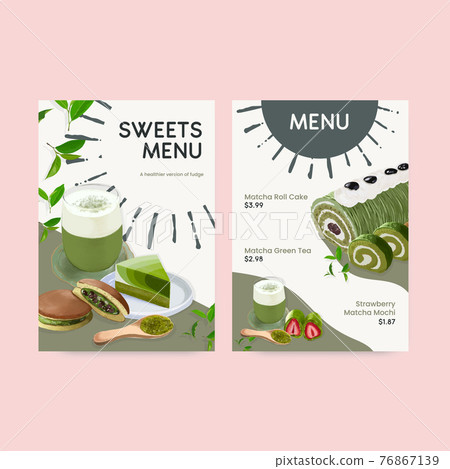 Menu template with matcha sweets... - Stock Illustration [76867139] - PIXTA