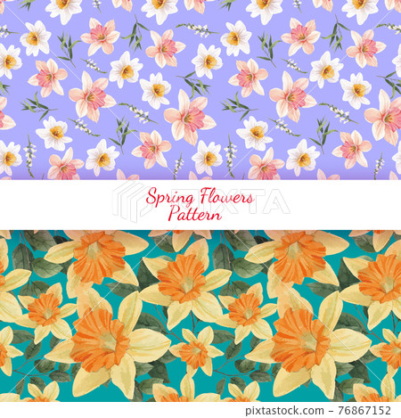 Pattern seamless with spring flower... - Stock Illustration [76867152 ...