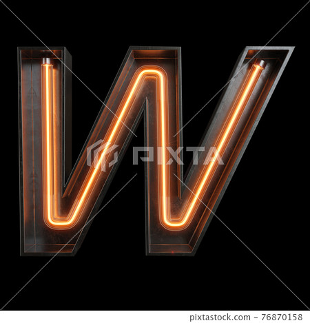 Neon Light Alphabet W with clipping path-插圖素材 [76870158] - PIXTA圖庫
