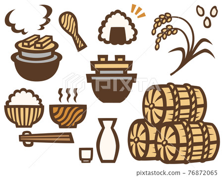Japanese style rice and rice cutout style... - Stock Illustration ...