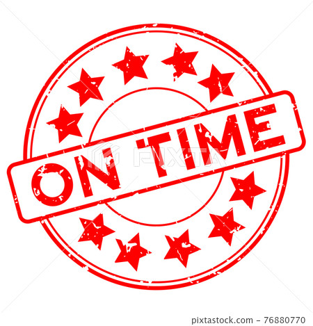 Grunge red on time word with star icon round... - Stock Illustration ...