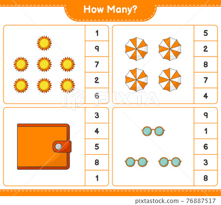 Counting game, how many Sun, Beach Umbrella,... - Stock Illustration ...