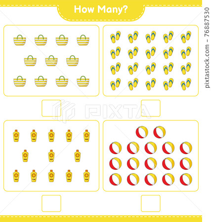 Counting game, how many Flip Flop, Beach Ball,... - Stock Illustration ...