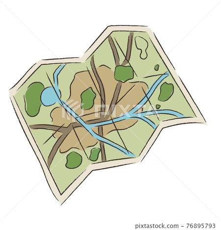 Outdoor map illustration hand-painted... - Stock Illustration [76895793 ...