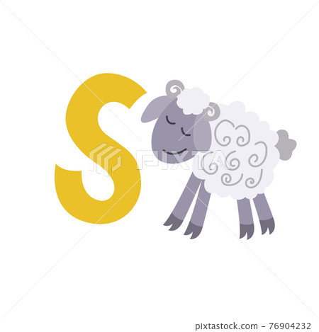 Sheep animal alphabet symbol. English letter S... - Stock Illustration ...