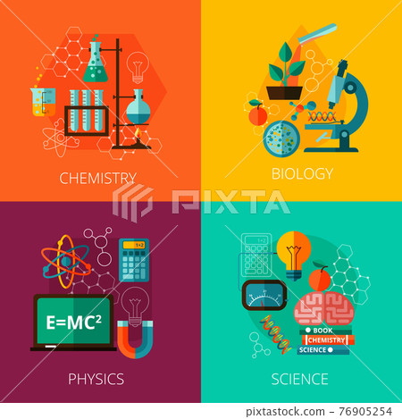 Science concept 4 flat icon composition icons-插圖素材 [76905254] - PIXTA圖庫