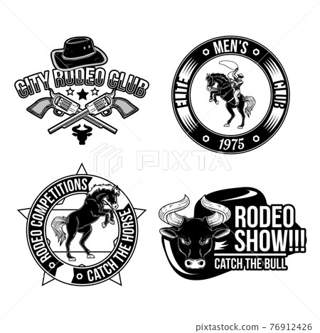 Set of rodeo emblems, labels, badges, logos.... - Stock Illustration ...