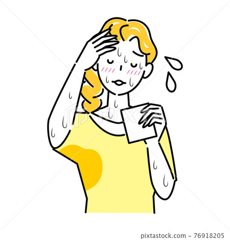 Women who are in trouble with extreme sweating... - Stock Illustration ...