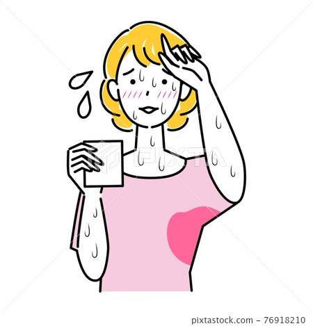 Women who are in trouble with extreme sweating... - Stock Illustration ...