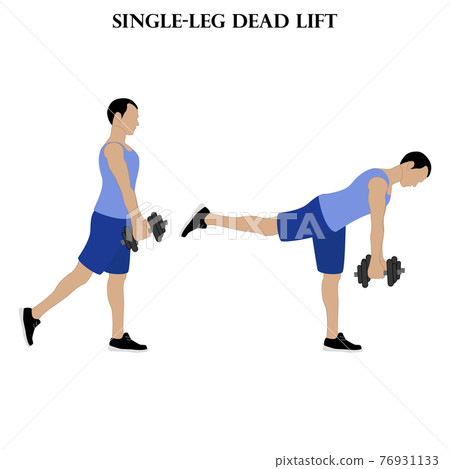 Single-leg dead lift exercise strength workout... - Stock Illustration ...