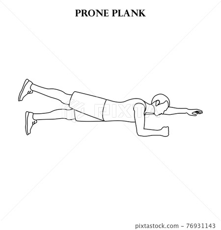 Prone plank exercise strength workout vector... - Stock Illustration ...