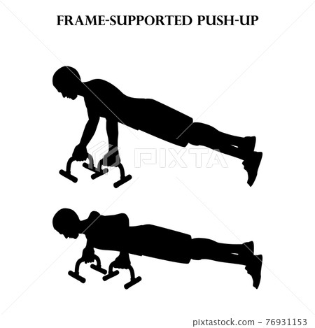 Frame-supported push-up exercise strength...-插圖素材 [76931153] - PIXTA圖庫