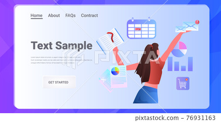 businesswoman doing many tasks time management... - Stock Illustration ...